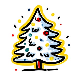 12 Christmas Tree Doodle Clipart Bundle | 12 Hand-drawn Holiday Trees ...