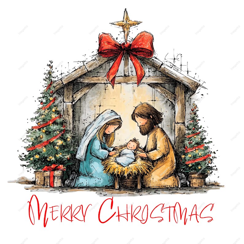 Christian Nativity PNG, Merry Christmas Manger Scene, Holy Family ...