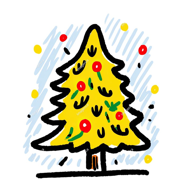 12 Christmas Tree Doodle Clipart Bundle | 12 Hand-drawn Holiday Trees ...