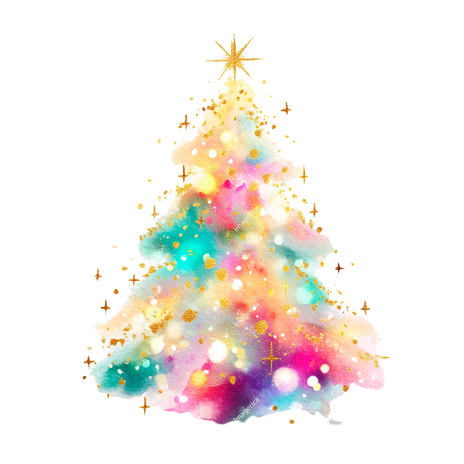 Watercolor Christmas Clipart — Vibrant Holiday Trees | 10 PNG ...