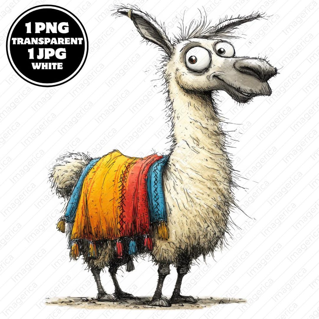 Colorful Llama Clipart PNG, Funny Llama With Blanket, Boho Animal ...