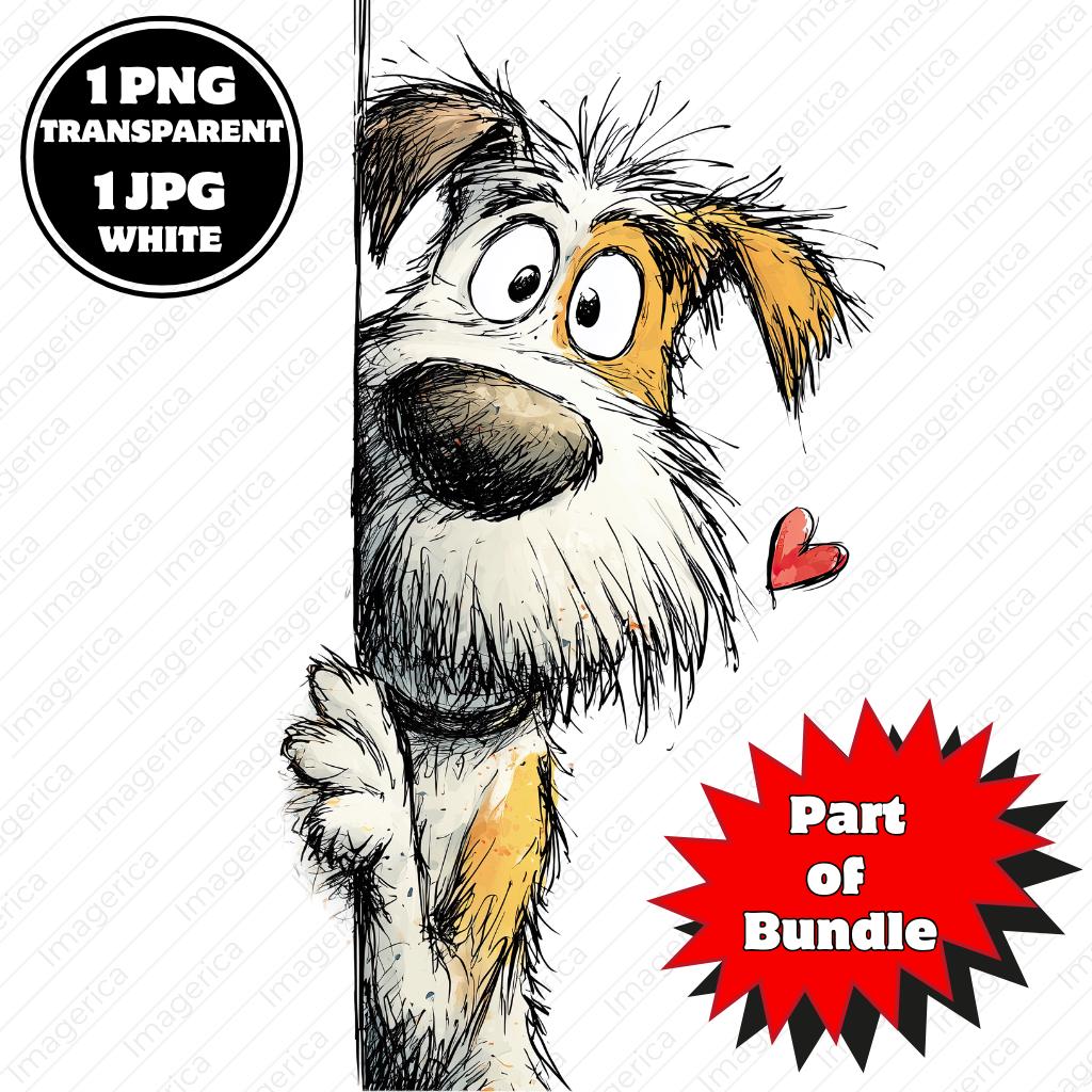 Funny Peeking Dog Clipart, Cute Cartoon Dog PNG, Quirky Animal ...