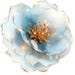10 Abstract Blue Flower Clipart, Watercolor Floral PNG Set, Digital ...