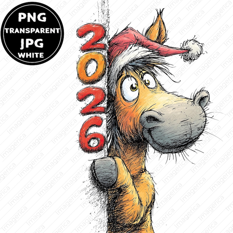 Cartoon New Year Card - Etsy