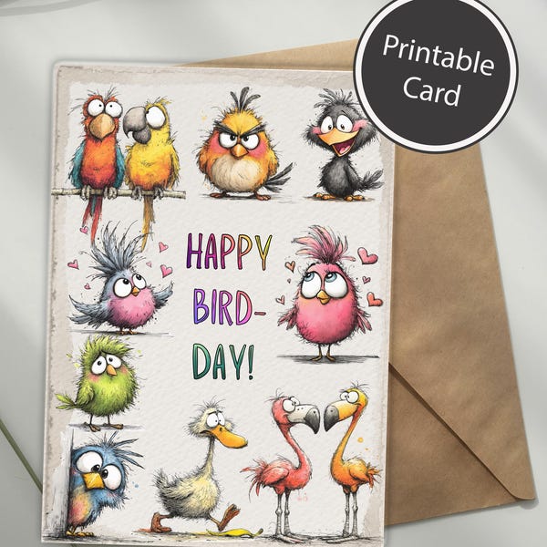 Bird Birthday Card - Etsy UK