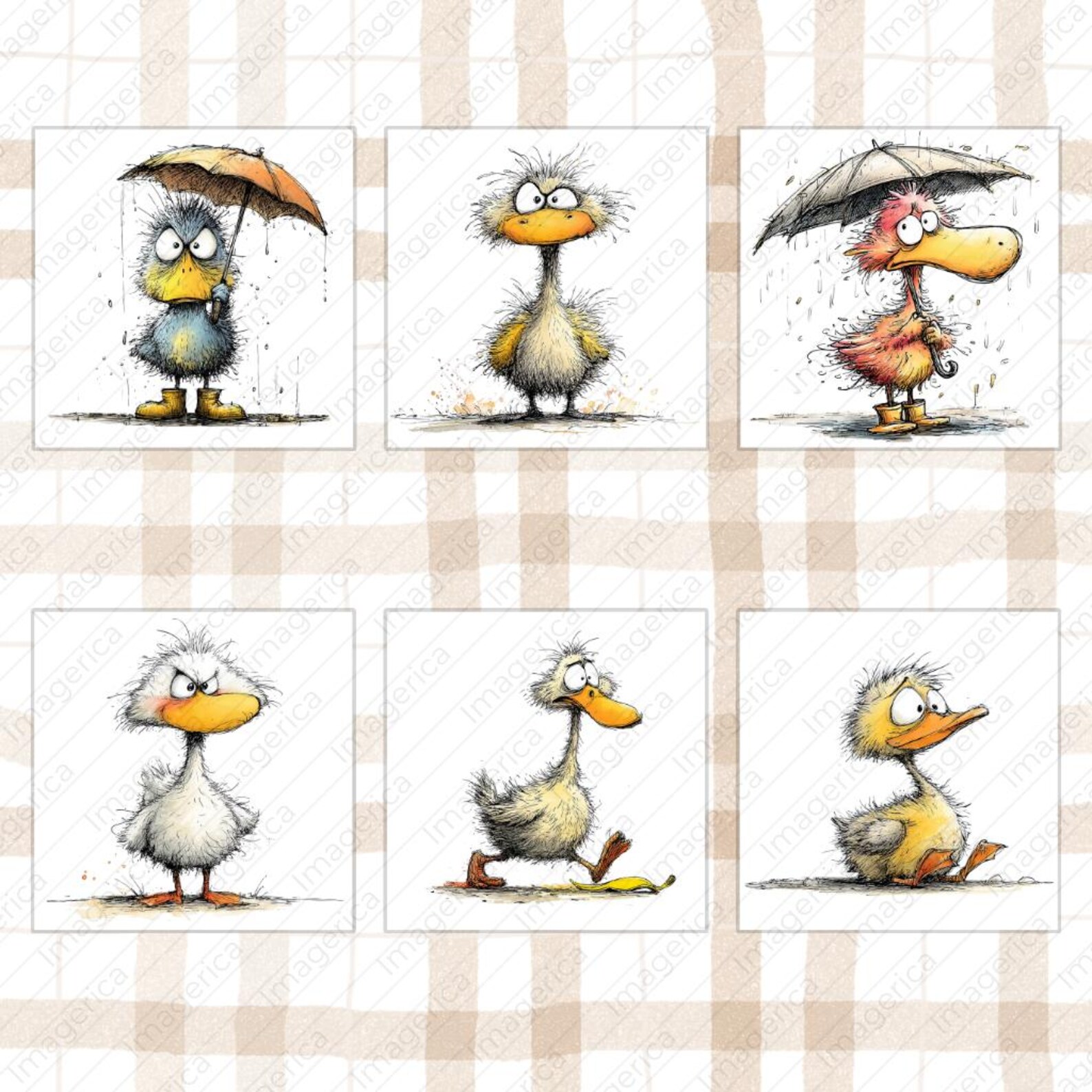 Funny Grumpy Geese Clipart Bundle – 12 Watercolor Goose Characters ...
