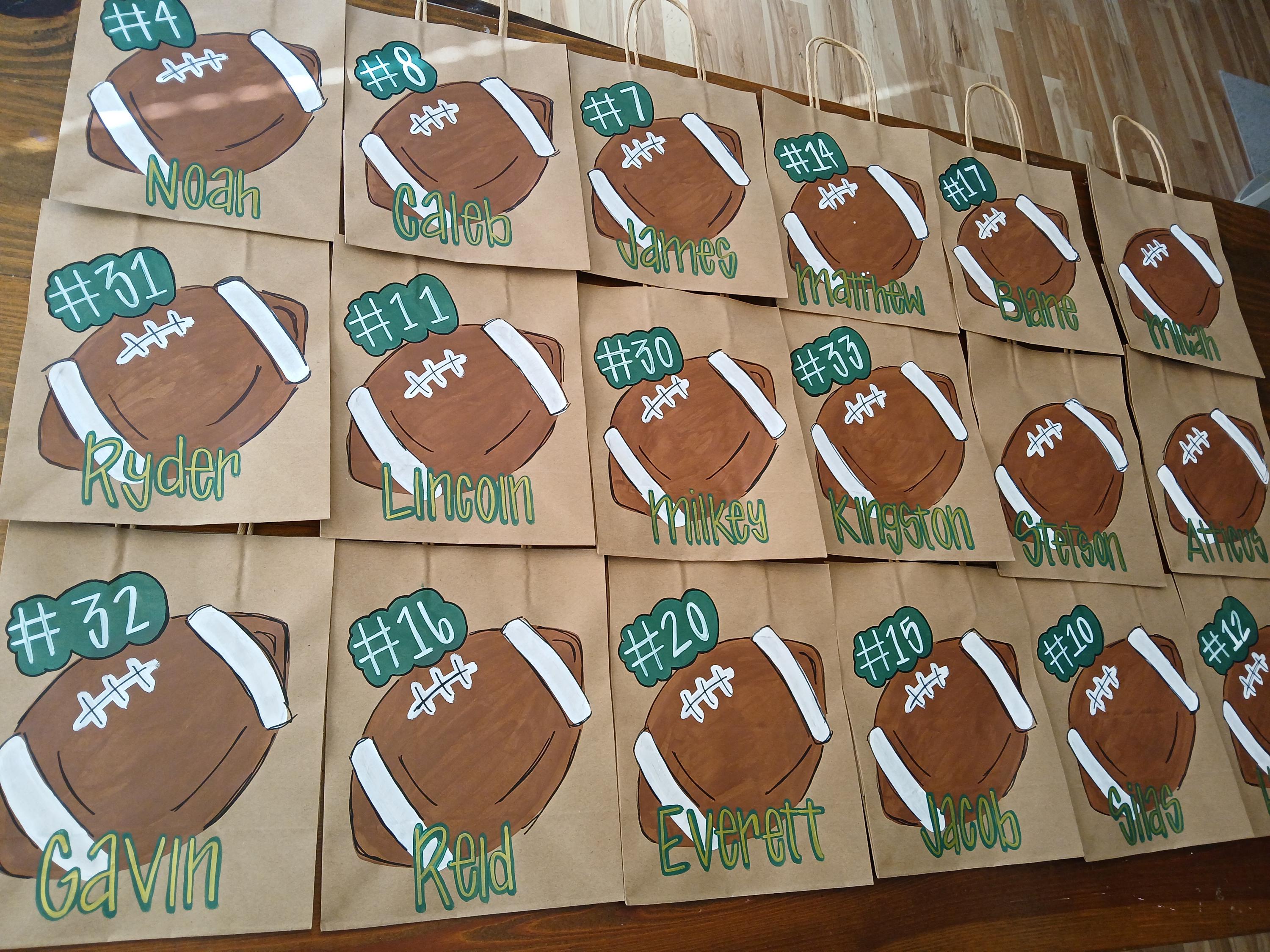 Football Customizable Handpainted Gift Favor Bag, Football Team Banquet ...