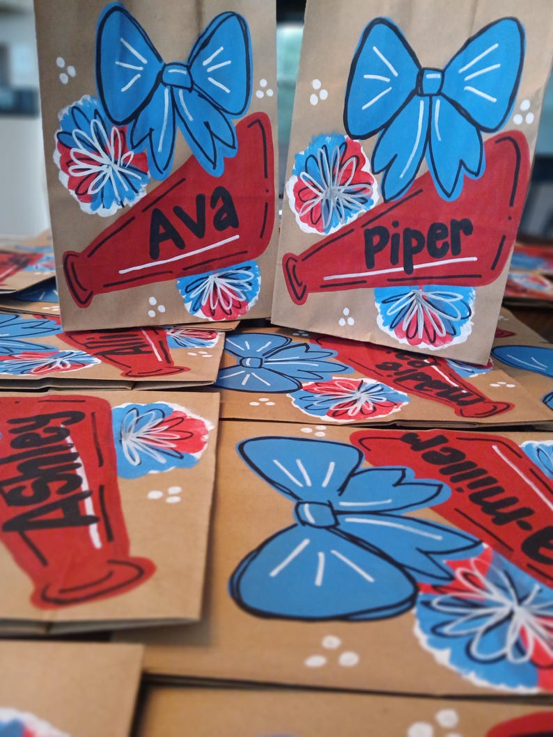 Cheer Customizable Handpainted Gift Favor Bag, Cheerleading Squad ...