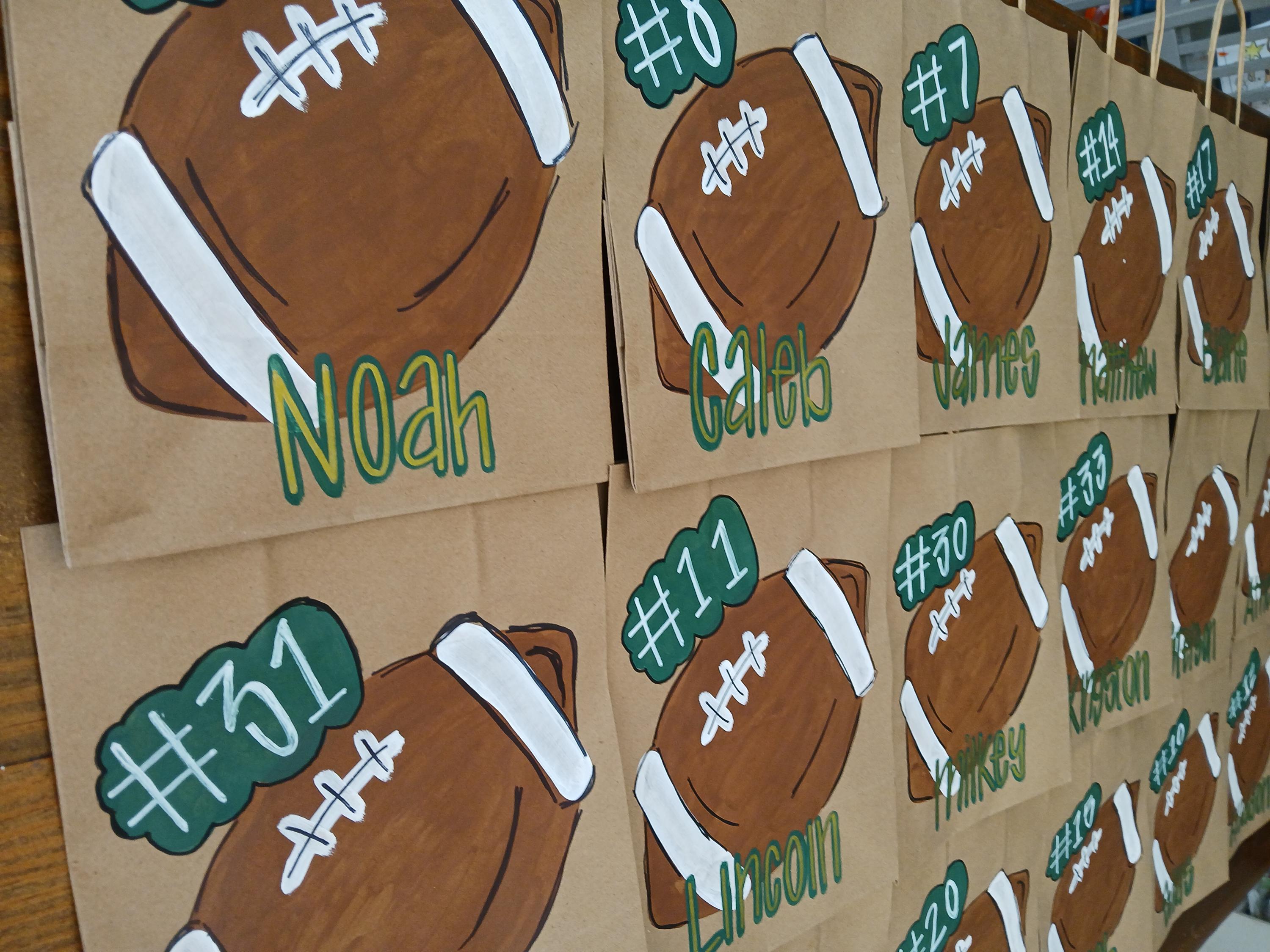 Football Customizable Handpainted Gift Favor Bag, Football Team Banquet ...
