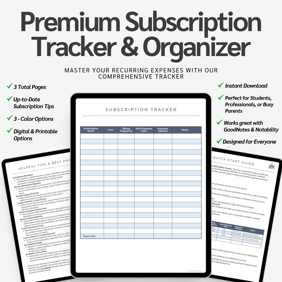 Subscription Tracker & Monthly Bill Organizer | Printable and Digital ...