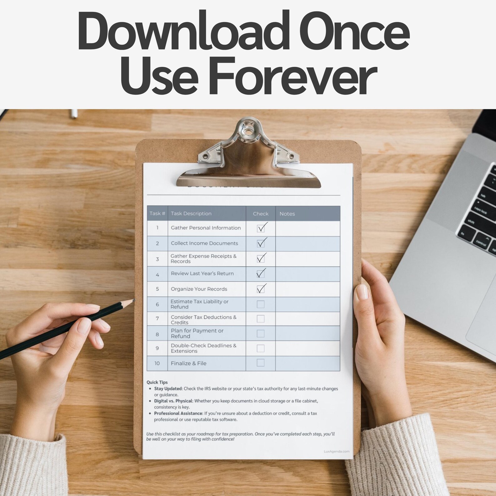 2025 Tax Prep Checklist & Organizer | Digital and Printable Tax Planner ...