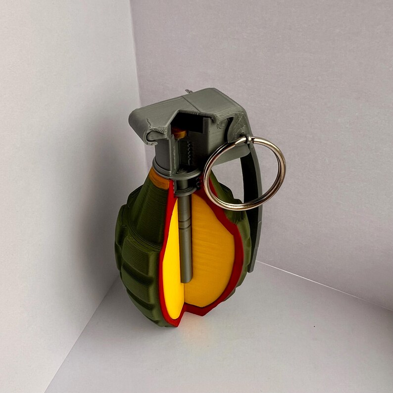 3D Printed WW1/WW2 US Mk 2 Frag Hand Grenade With Filler Cutaway Model ...