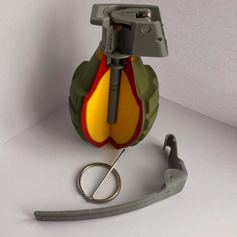 3D Printed WW1/WW2 US Mk 2 Frag Hand Grenade With Filler Cutaway Model ...