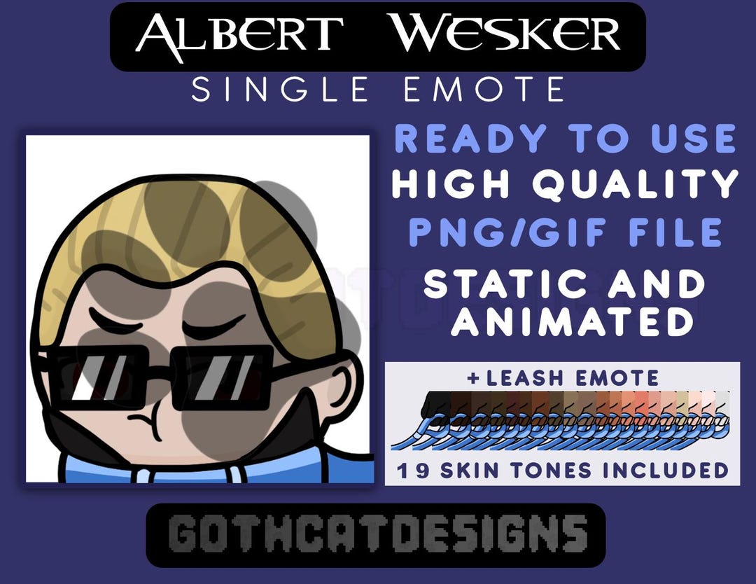 ALBERT WESKER Leash Emote (static & Animated) for Twitch, Discord, Etc ...