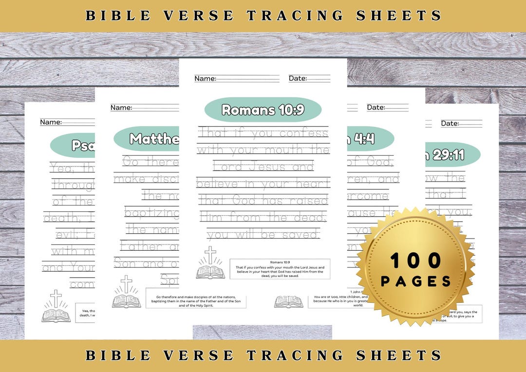 Printable Bible Verse Tracing for Kids (ages 4-10) – 100 Scriptures for ...