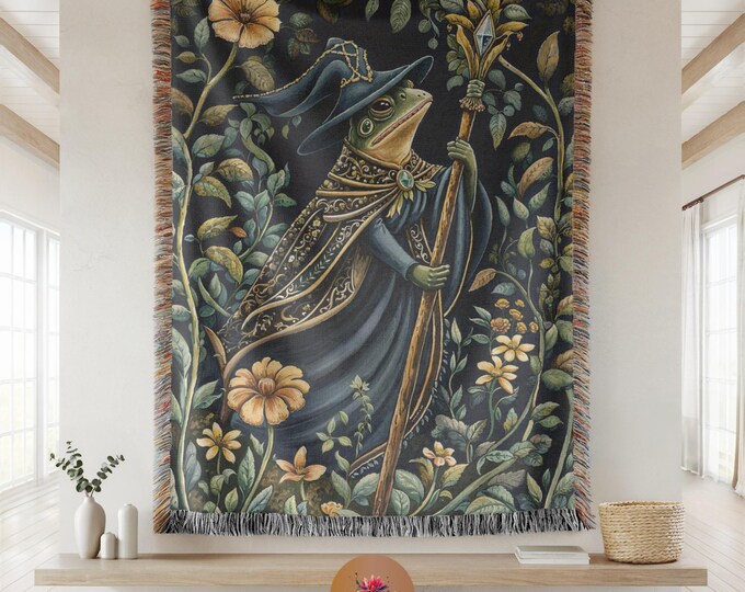 Vintage Magic Frog Summoning Blanket • Witchy Frog Circle Art ...