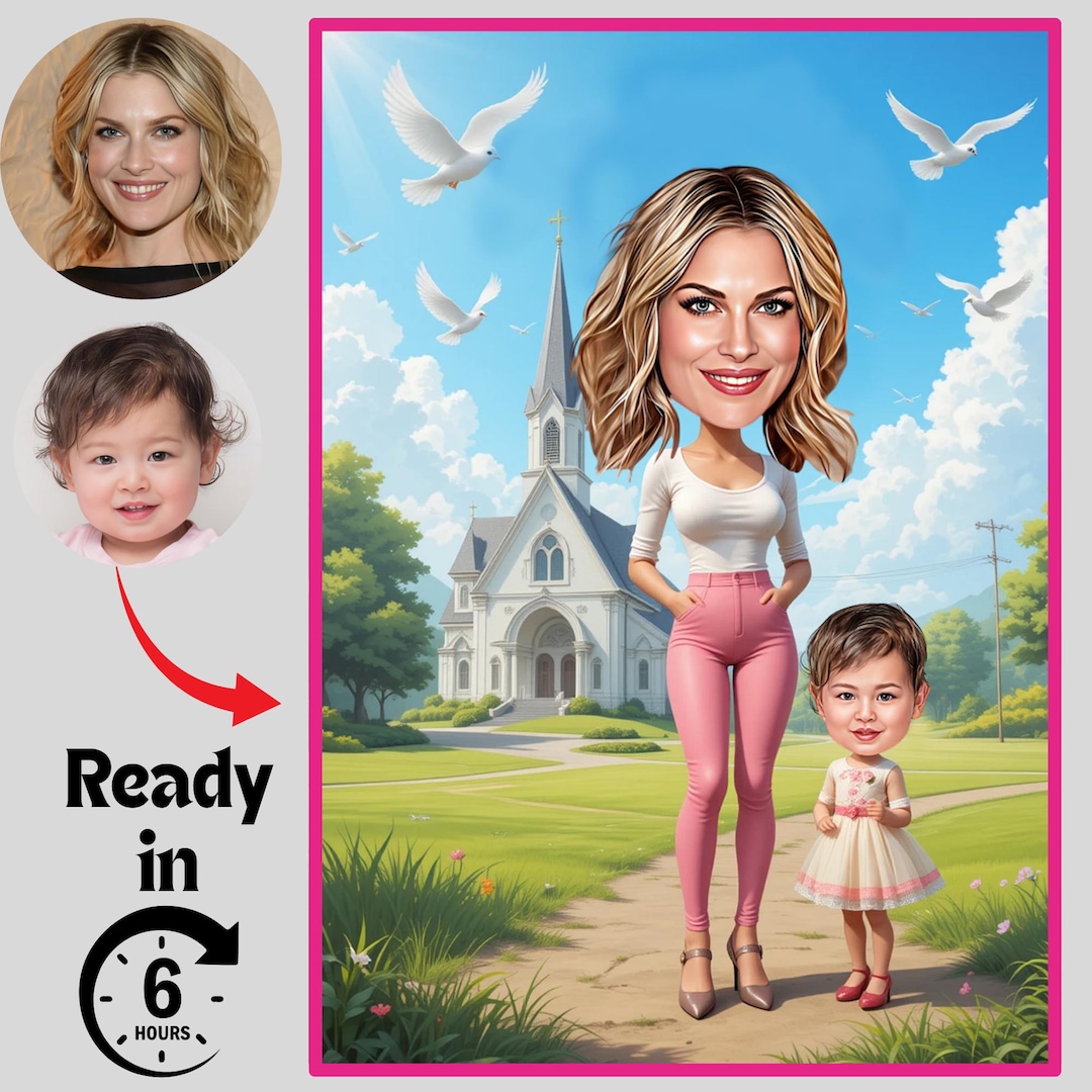 Personalized Mother Cartoon Portrait, Gift for Mother, Mother ...