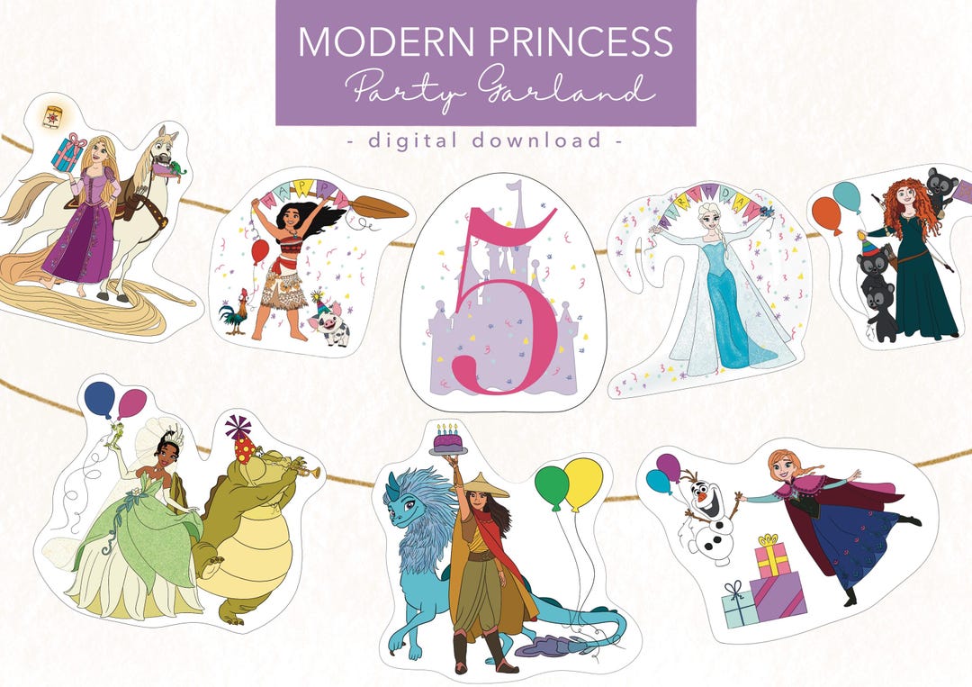Disney Princess Birthday Garland | Princess Birthday Decor | Disney ...