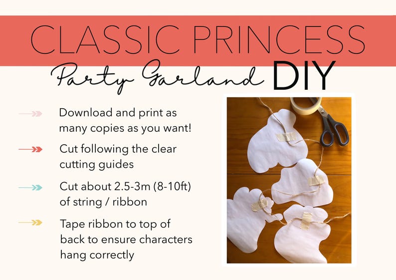 Disney Princess Birthday Garland | Classic Princess Birthday Decor ...