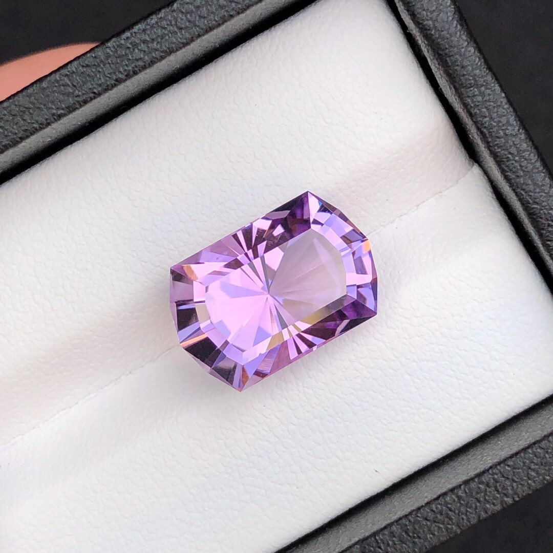 8.17 Ct Natural Lavender Amethyst Custom Hexagon Concave Cut Gemstone ...