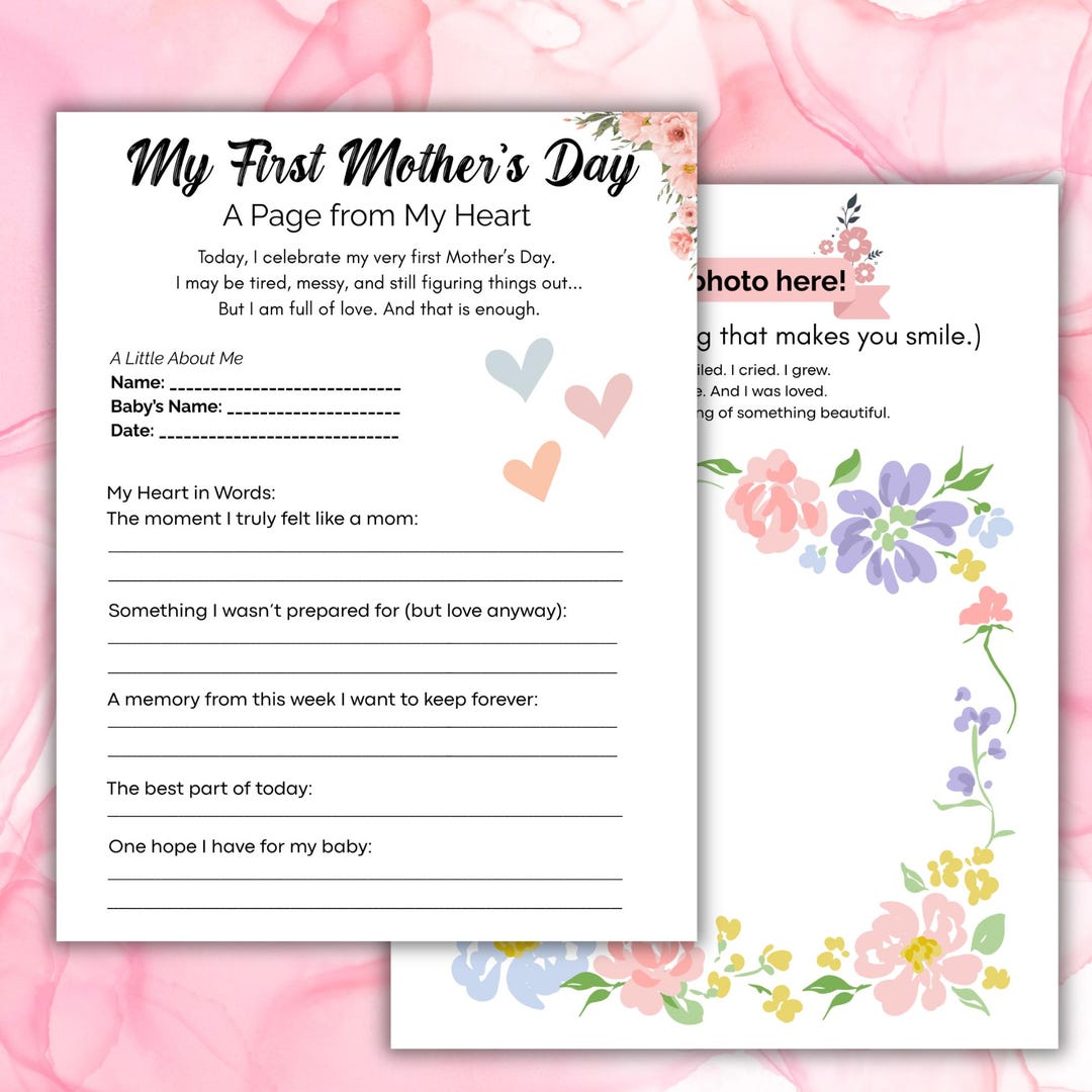 First Mother’s Day Instant Download, New Mom Keepsake, Emotional ...