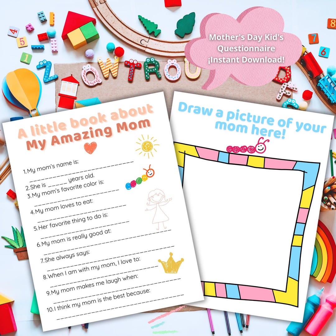 Mother's Day Questionnaire for Kids, Printable Mom Interview, First ...