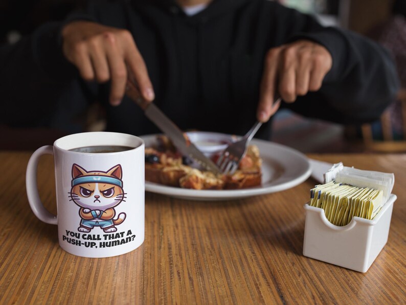 Funny Cat Push up Mug, Gym Cat Coffee Mug, Workout Humor Cat Cup ...
