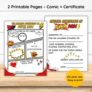 Father's Day Comic & Certificate Printable - DIY Dad Gift From Kids ...