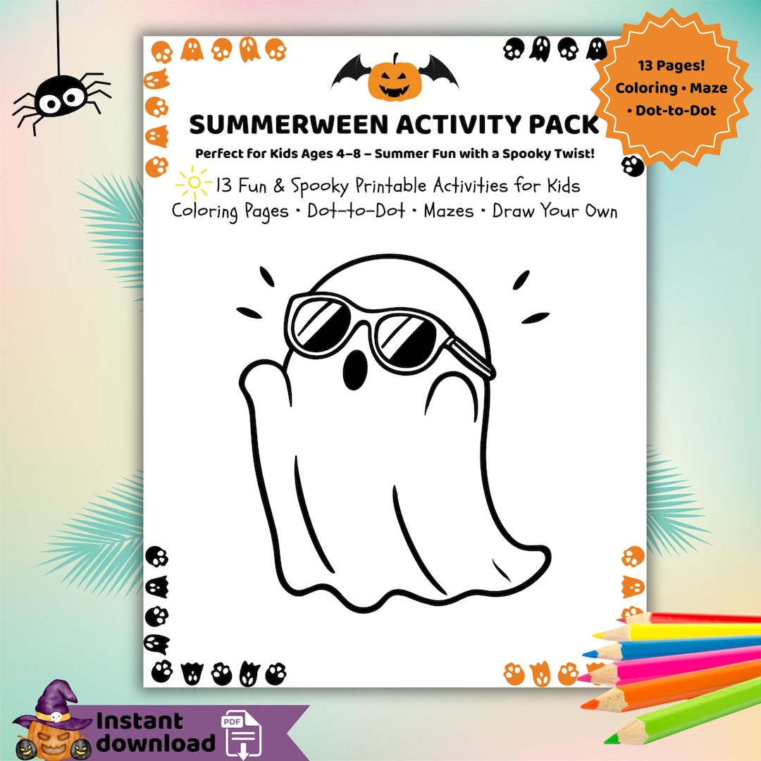 Summerween Activity Pack: Spooky Coloring Pages & Maze (PDF Download ...