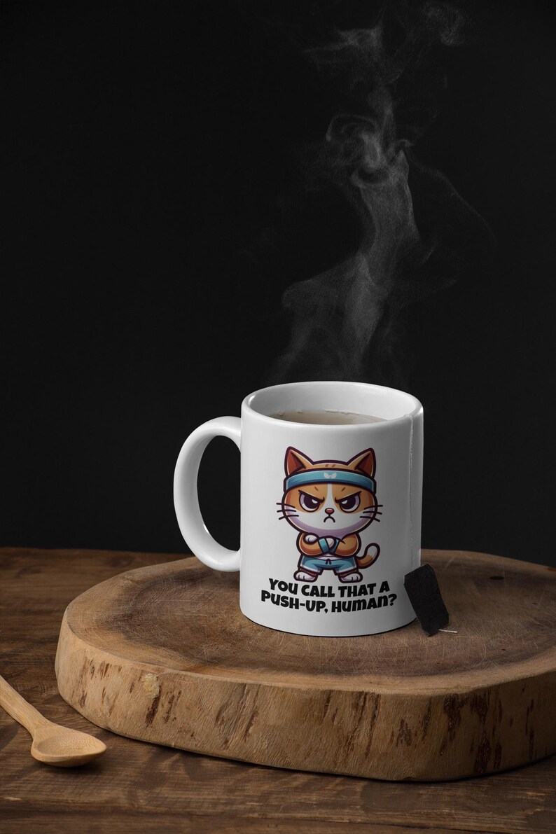 Funny Cat Push up Mug, Gym Cat Coffee Mug, Workout Humor Cat Cup ...
