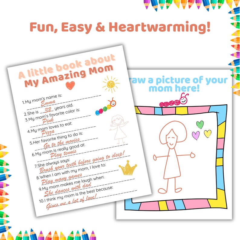 Mother's Day Questionnaire for Kids, Printable Mom Interview, First ...
