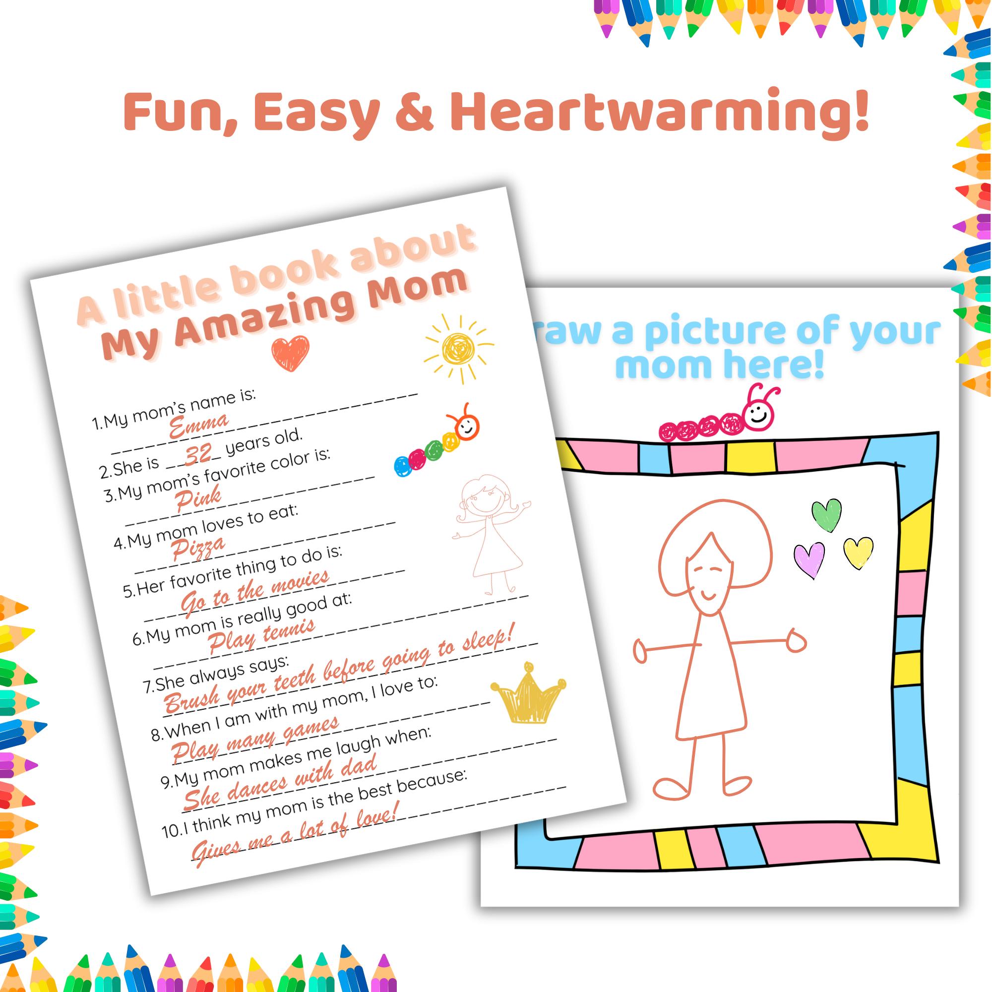 Mother's Day Questionnaire for Kids, Printable Mom Interview, First ...