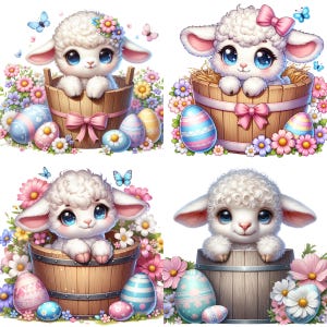 18 PNG Easter Lamb Clipart Bundle,easter Clipart, Easter PNG Graphics ...