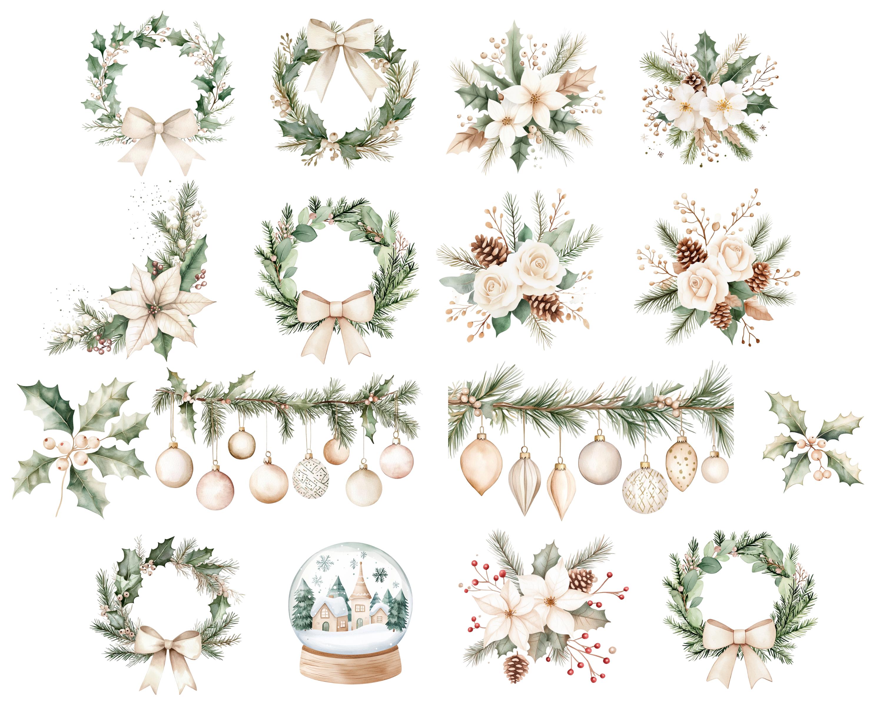 Boho Christmas Clipart Bundle: Neutral Characters PNG (digital Download ...