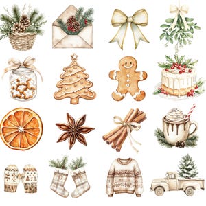 Rustic Christmas Clipart Bundle: Watercolor Ornaments, Wreaths (PNG ...