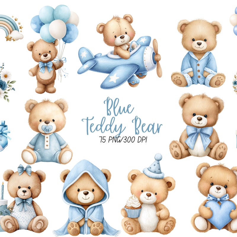 Teddy Bear Prints Baby Boy - Etsy UK