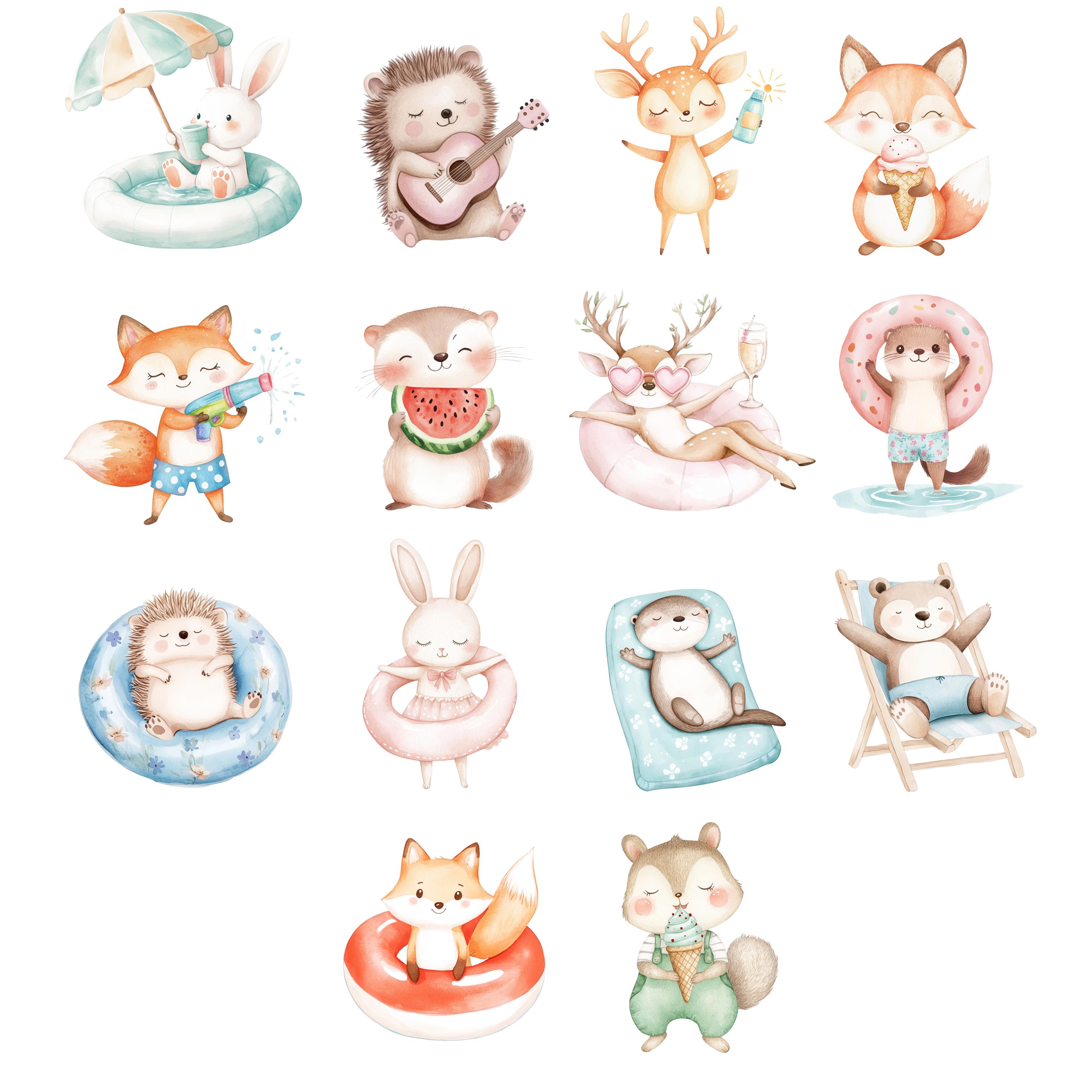 Cute Pool Party Watercolor Clipart, Summer Kids Birthday, Pool Float ...