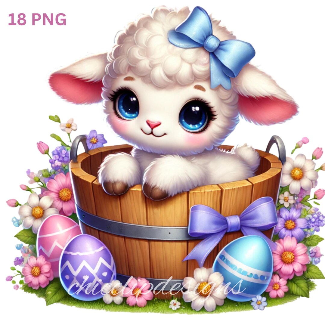 18 PNG Easter Lamb Clipart Bundle,easter Clipart, Easter PNG Graphics ...