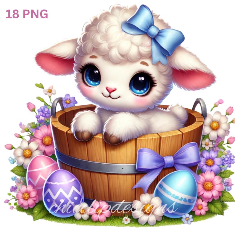 18 PNG Easter Lamb Clipart Bundle,easter Clipart, Easter PNG Graphics ...