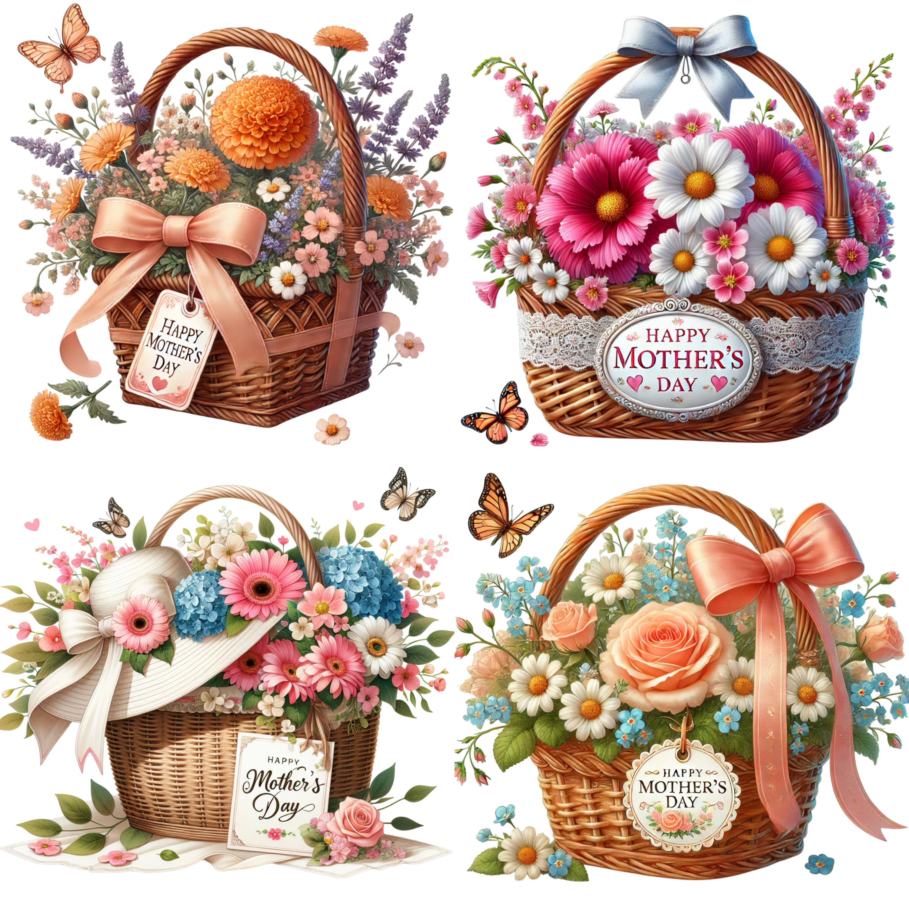 40 PNG Happy Mothers Day Clipart, Watercolor Floral Clipart, Spring ...