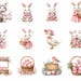 Pink Easter Watercolor Clipart Bundle. Bunny, Rabbit, Eggs, Commercial ...