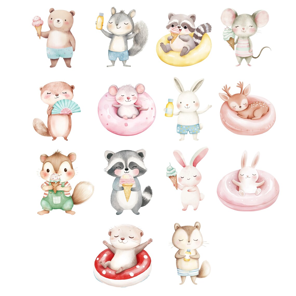 Cute Pool Party Watercolor Clipart, Summer Kids Birthday, Pool Float ...