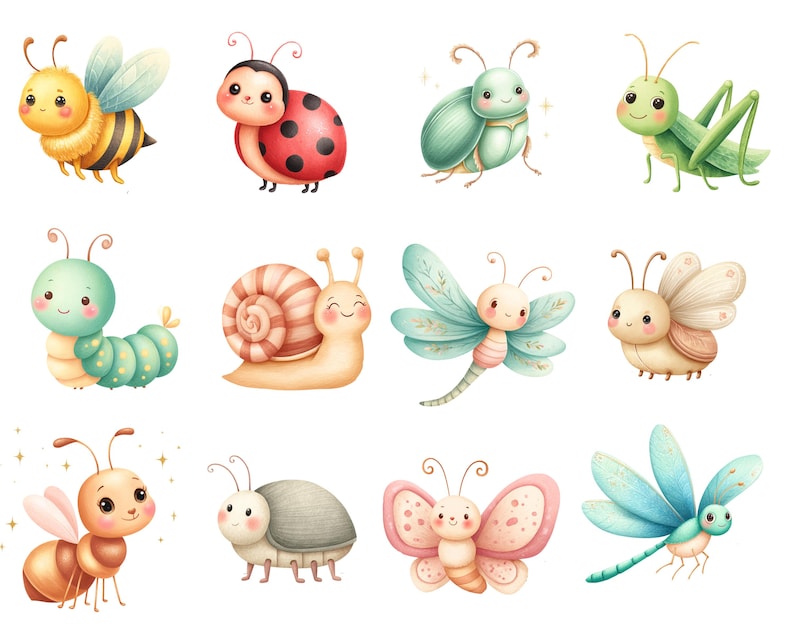 Cute Little Bugs Clipart, Insects Clipart, Spring Clip Art Bundle ...