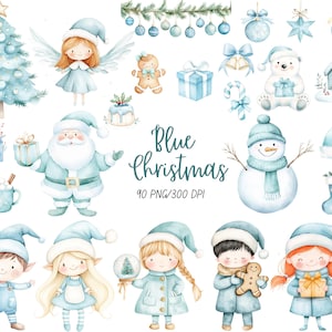 Blue Christmas Clipart Pack, Winter Wonderland Clipart, Blue Christmas ...