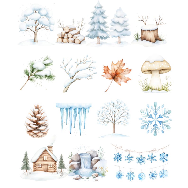 Snowy Animals Clipart, Winter Woodland, Winter Animals, Snowy Forest ...