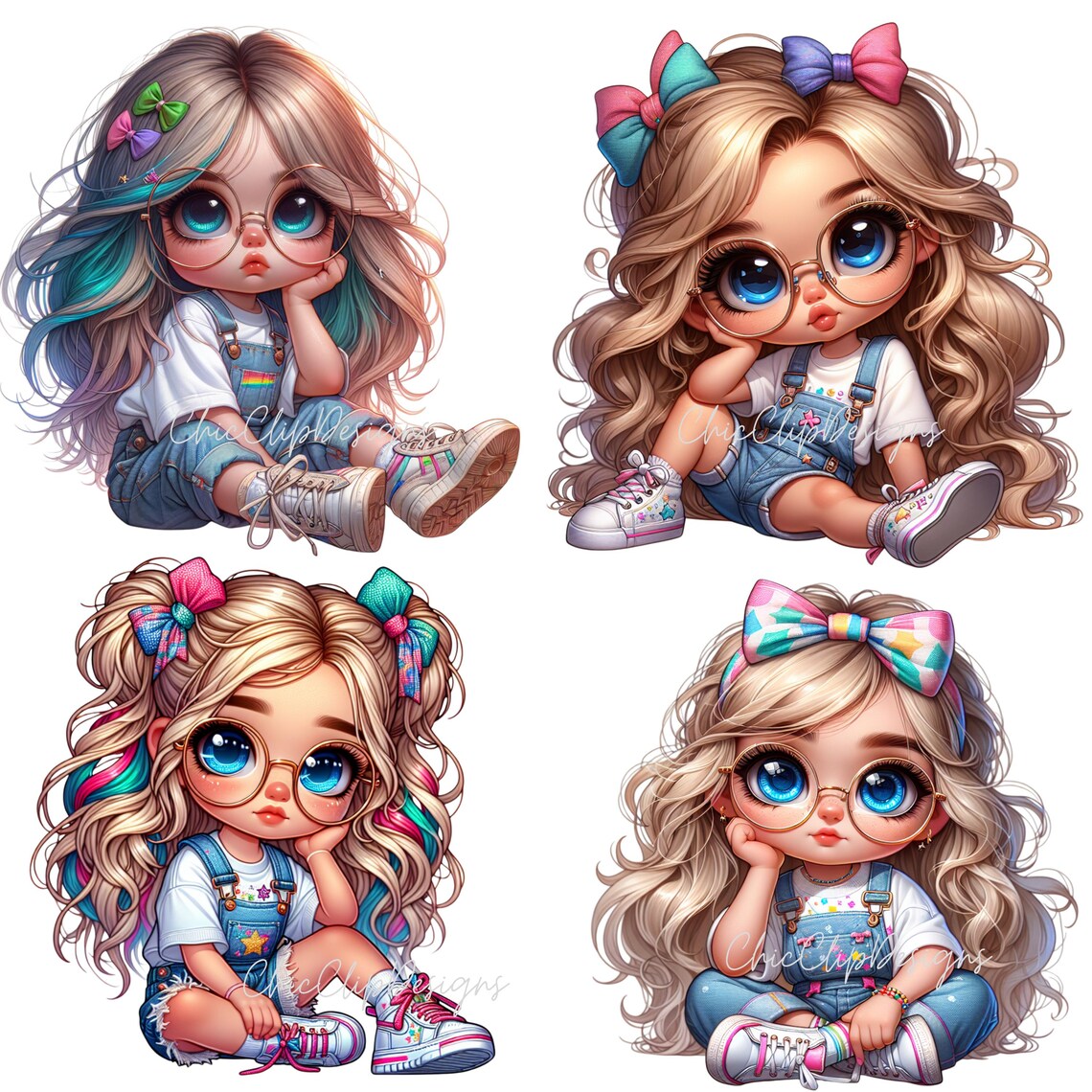 15 PNG Quirky Cute Little Girl Clipart Bundle, Whimsical Illustration ...