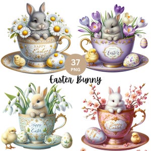 37 PNG Easter Bunny Clipart Bundle, Easter Clipart, Easter Png Graphics ...