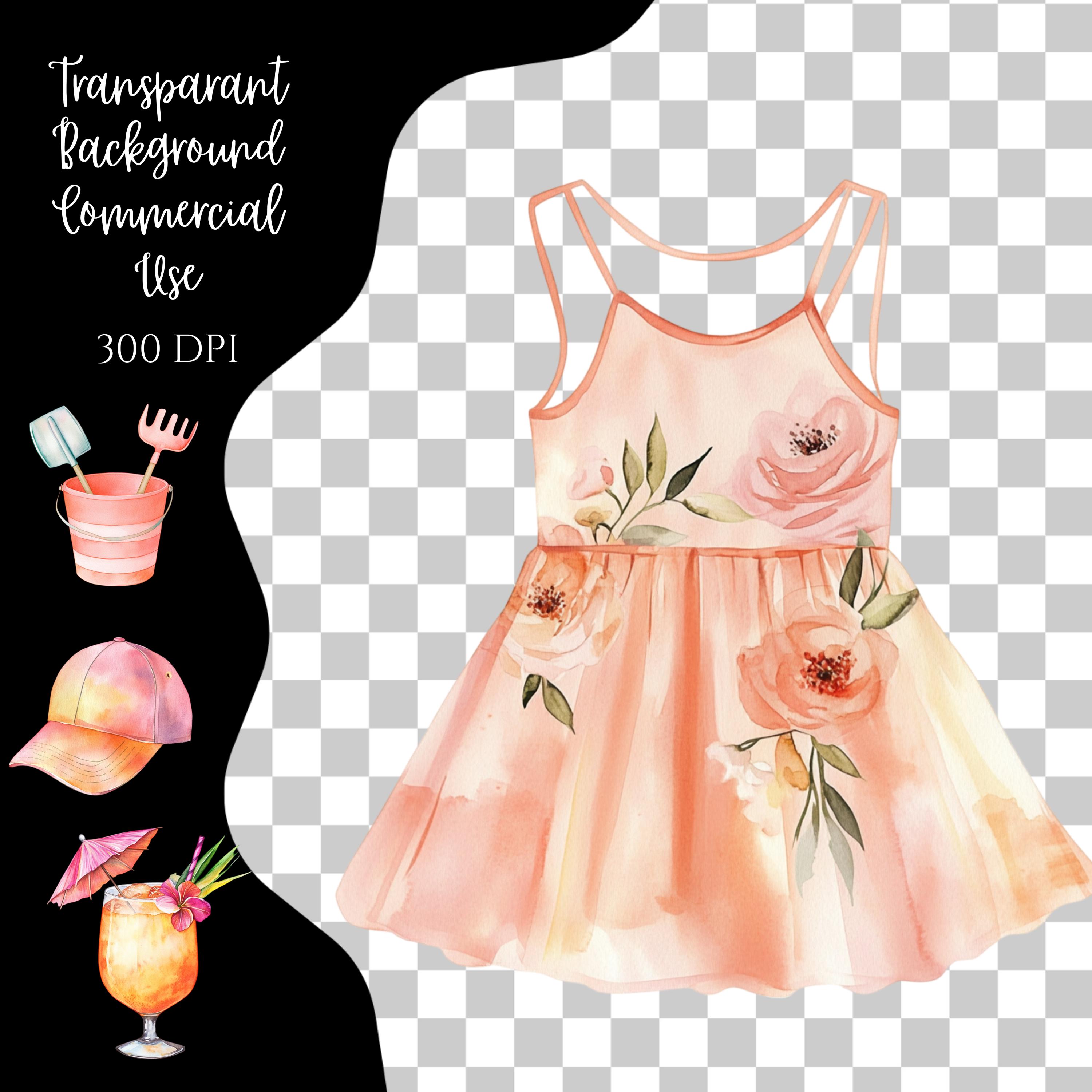 Watercolor Summer Clipart, Cute Summer PNG Set, Beach and Sunshine ...