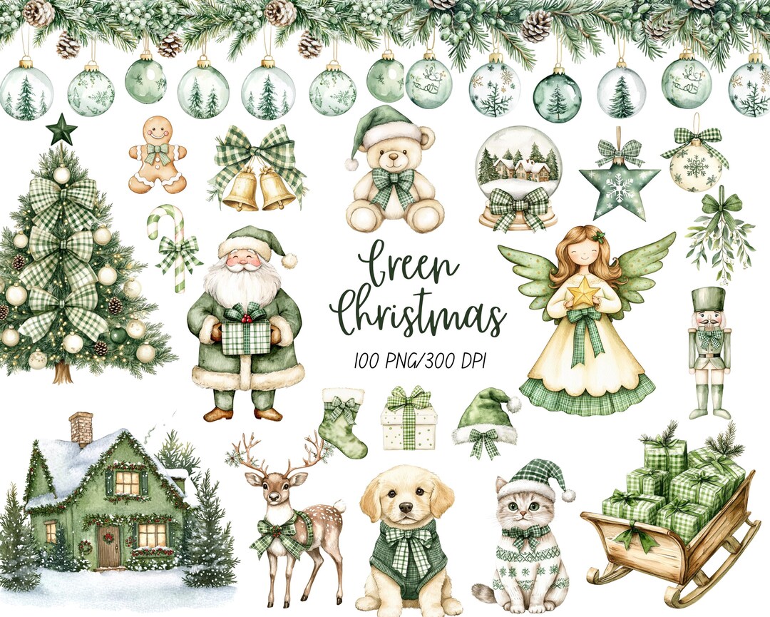 Watercolor Christmas Clipart, Neutral Christmas Clipart Bundle ...