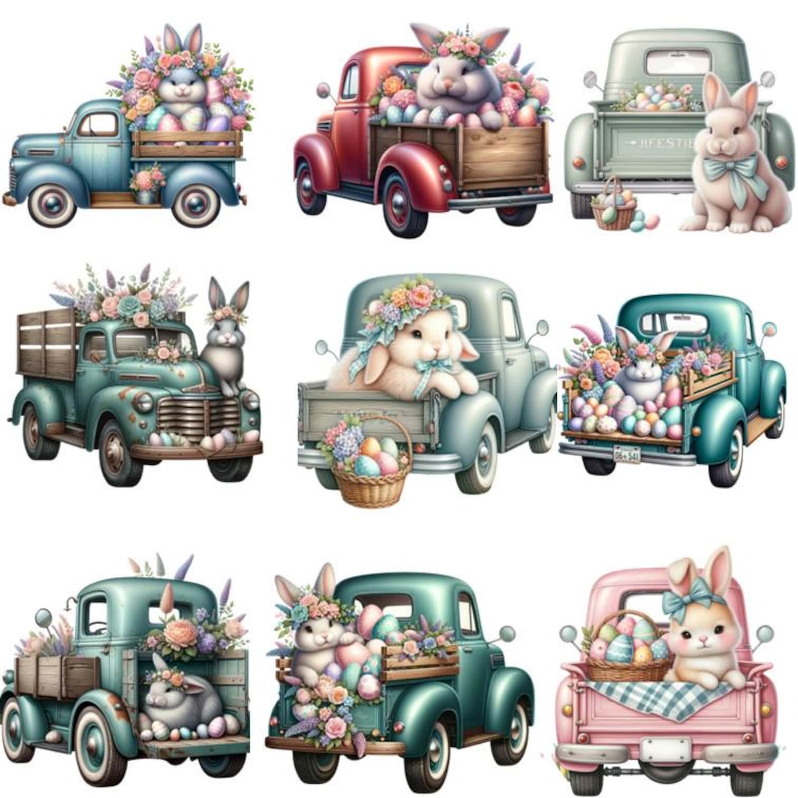 40 PNG Easter Bunny Truck Clipart, Easter Truck Clipart, Easter Bunny ...